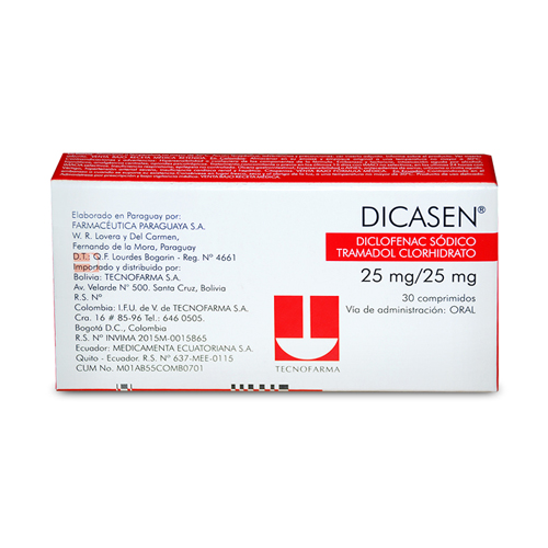 Drogas S&S - DICASEN 25/25 MG CAJA X 30 COMP